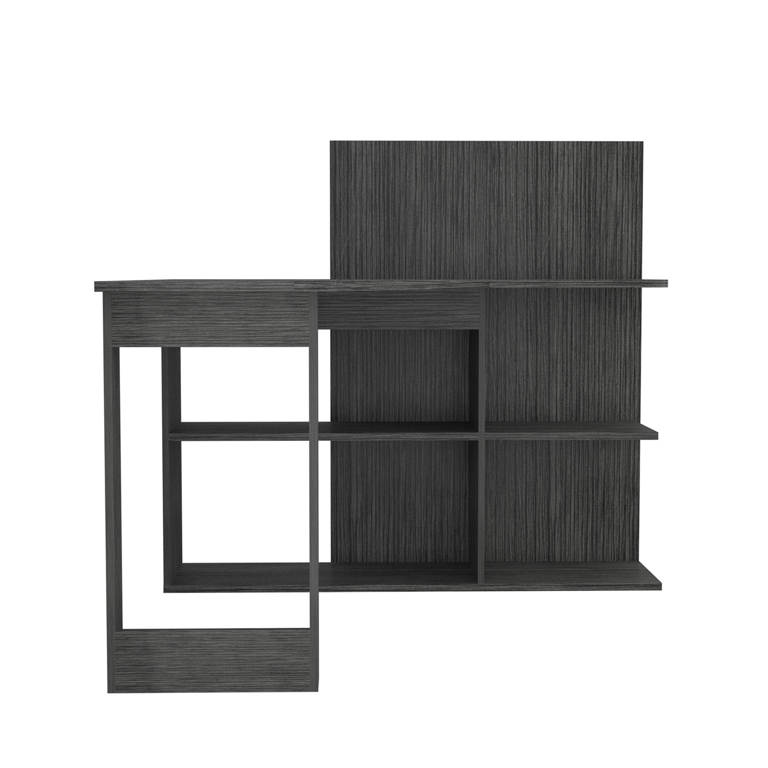 Anwickmak 51.7'' L Shaped Desk with Side Shelves, Computer Desk Corner Gaming Desk with 4-Shelf and Baffle for Home Office Gaming Writing Workstation Easy to Assemble(Gray)