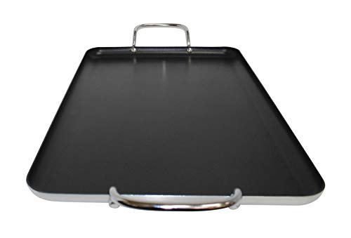 Imusa USA Nonstick Stovetop Double Burner Griddle with Metal Handles, 17-Inch, Black