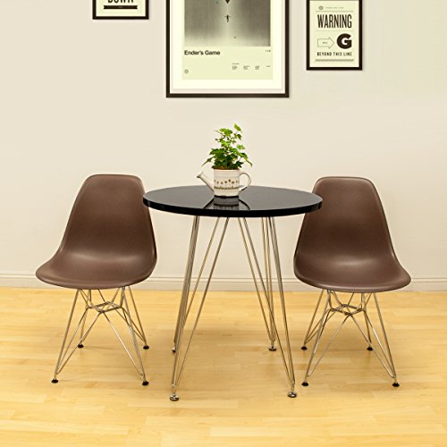 Ergo Furnishings Mid-Century Modern Eiffel Tower Café Table Wood Top, Black