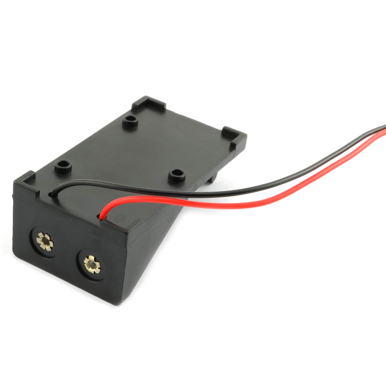 RuiLing 4pcs 9V Battery Holder Box with 2X Lead Wire Spring Clip DIY Plastic Cell Batteries Container