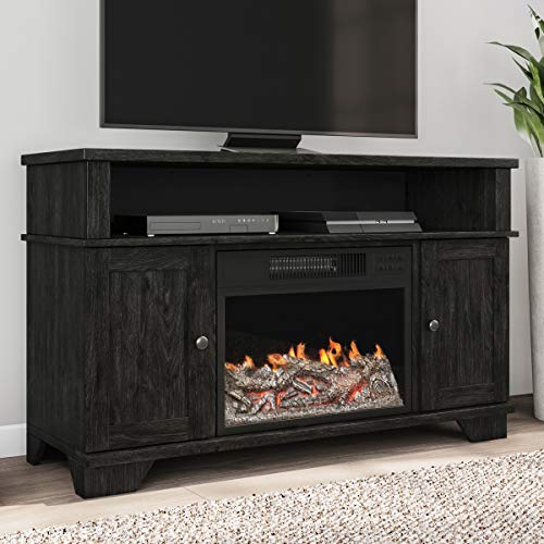 45-Inch Long Electric Fireplace TV Stand Entertainment Center Console with Remote, LED Flames, Adjustable Heat by Northwest (Black)