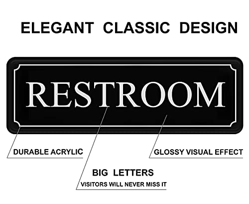 Restroom Sign for Office Door Wall β Bathroom Signs for Home and Business - Water Closet Sign Black White Sticker 9Γ3 in - Easy Installation Without Any Tools - Quality Guaranteed by MolnijaPro