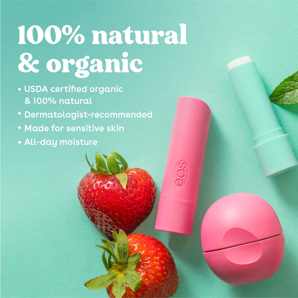 eos 100% Natural & Organic Lip Balm- Sweet Mint, Dermatologist Recommended, All-Day Moisture Lip Care, Made for Sensitive Skin, 0.14 oz