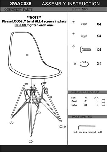 Ergo Furnishings Mid-Century Eiffel Tower Transparent Side Dining Chair Chrome Base (Set of 2)