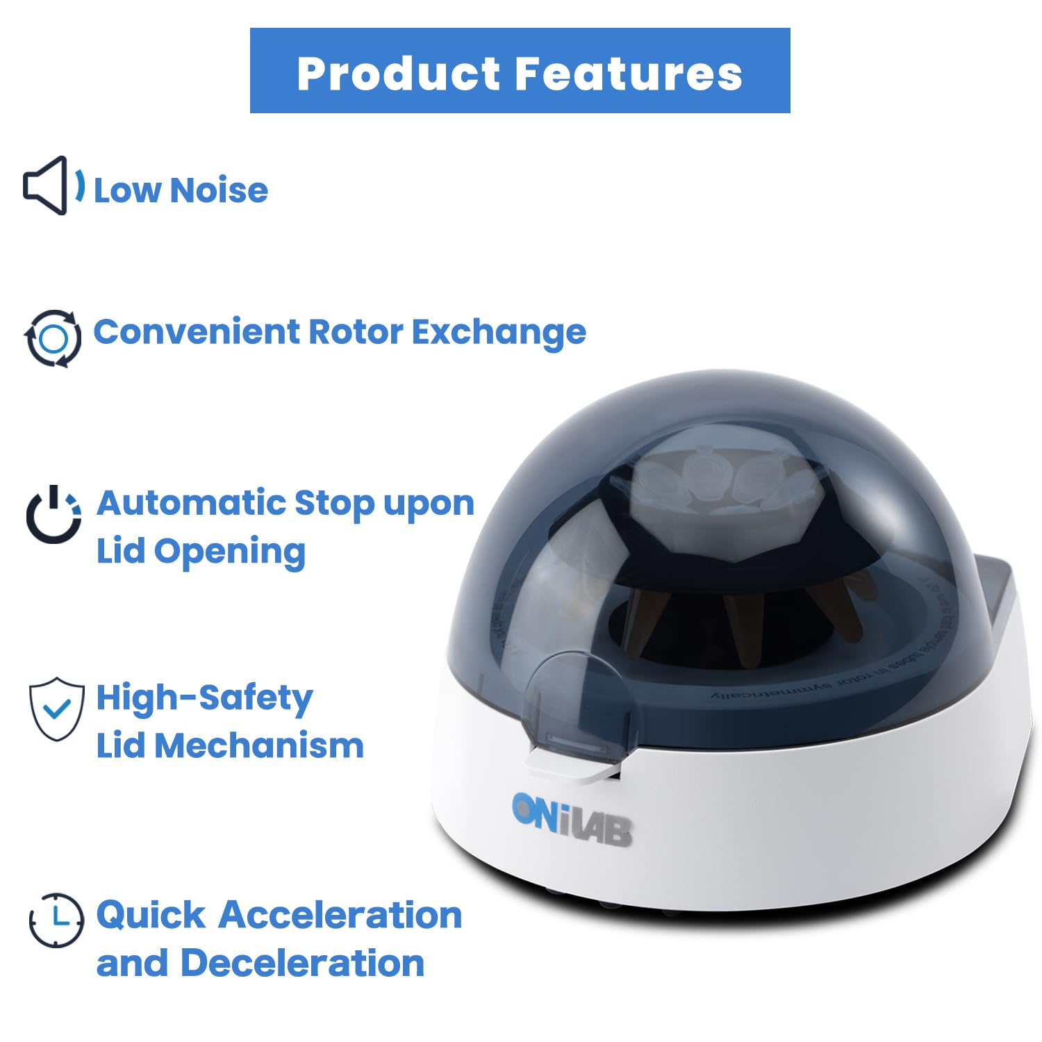 ONiLAB's Scientific Mini Centrifuge 7000RPM, 2680 x g RCF, Lab Benchtop Centrifuge with 2 Rotors for 8 x 0.2/0.5/1.5/2.0ml and 0.2mL×32 PCR Strips, Low Noise≤45dB, 100-240V