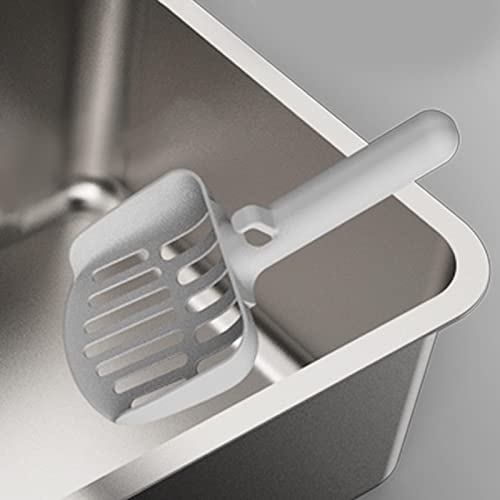 Milageto Rabbit Cat Litter Container Holder Stainless Steel with Scoop Rust Resistant Accessories Smooth Surface Simple to Clean Anti Splashing Durable, 50x35x10cm