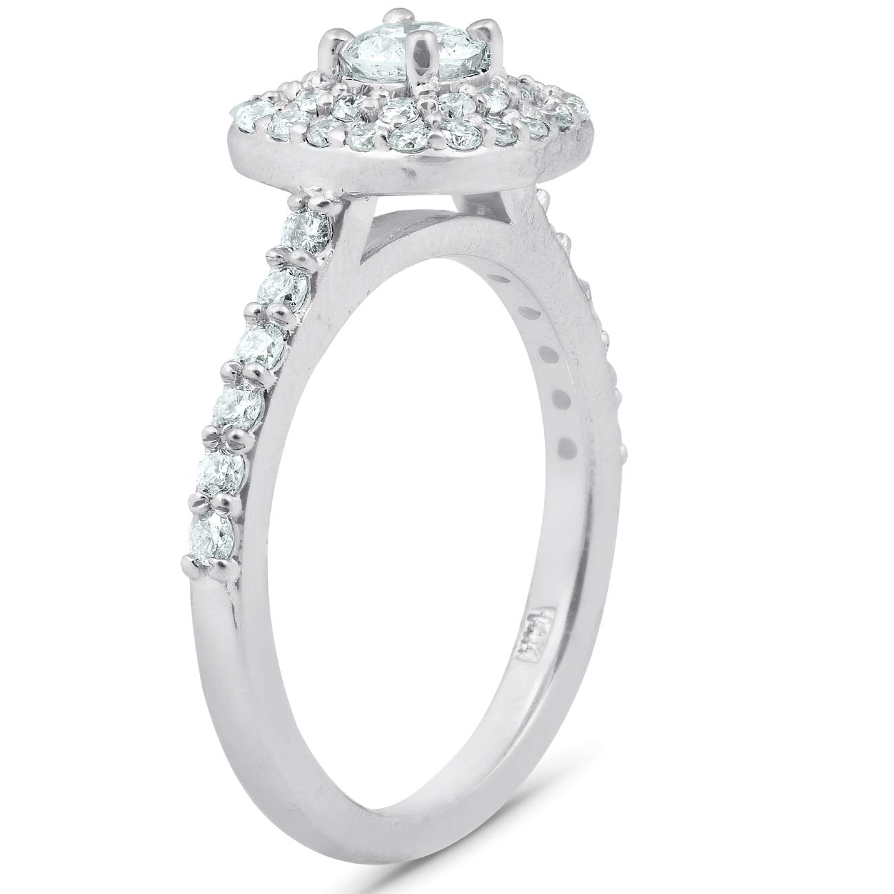 3/4Ct Diamond Cushion Double Halo Engagement Ring 14k White Gold - Size 9