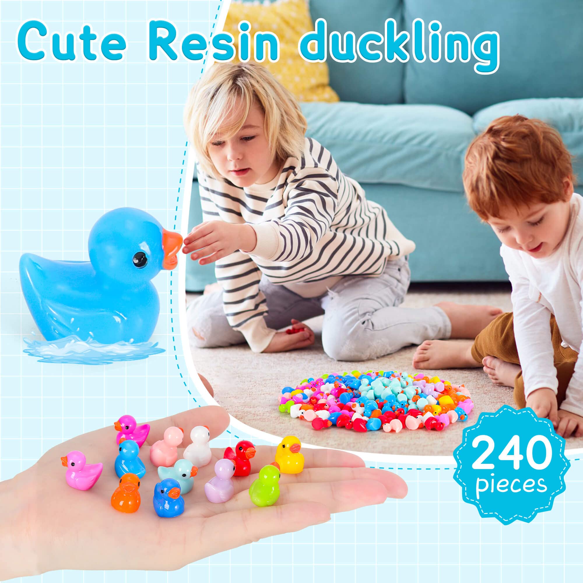 240 Pieces Tiny Ducks Mini Resin Duck Slime Charms Bead Miniature Duck Figures Ornament Potted Plants Decoration