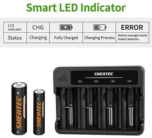 Shentec Rechargeable C Batteries, 5000mAh 1.2V Ni-MH High Capacity 4 Pack C Size Battery with Charger