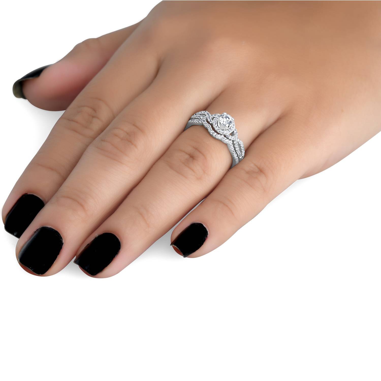 3/4CT Diamond Halo Infinity Engagement Wedding Ring Set 14k White Gold Lab Grown - Size 7