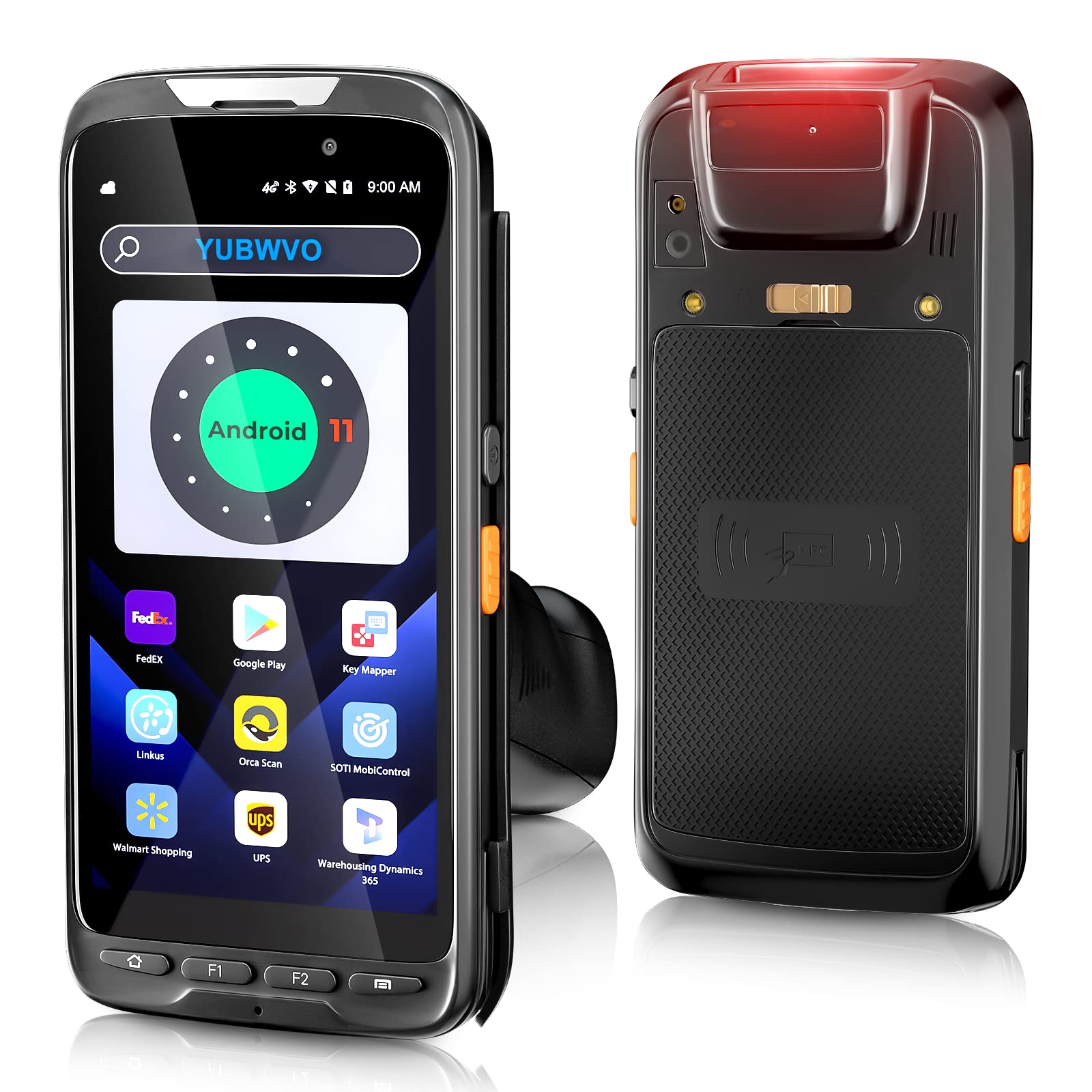 Android 11 9000mAh Barcode Scanner with Pistol Grip IP65 Rugged PDA Handheld with Zebra SE4710 Scanner, NFC 3G 4G Bluetooth GPS Wi-Fi QR 1D 2D Barcode Scanner, Removable Battery