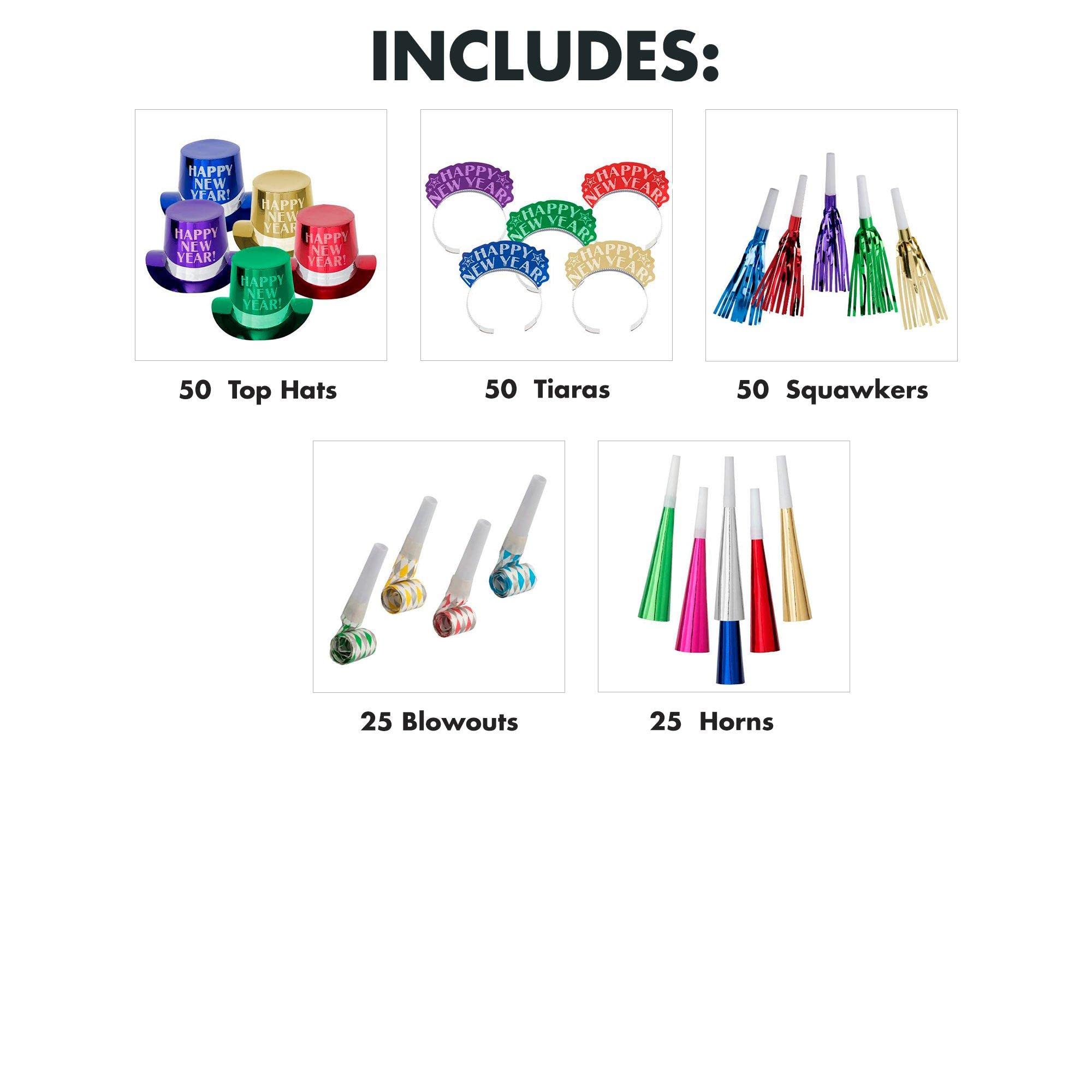 amscan New Year's Eve Party Pack for 100 People-Opulent Affair Kit-Jeweltone