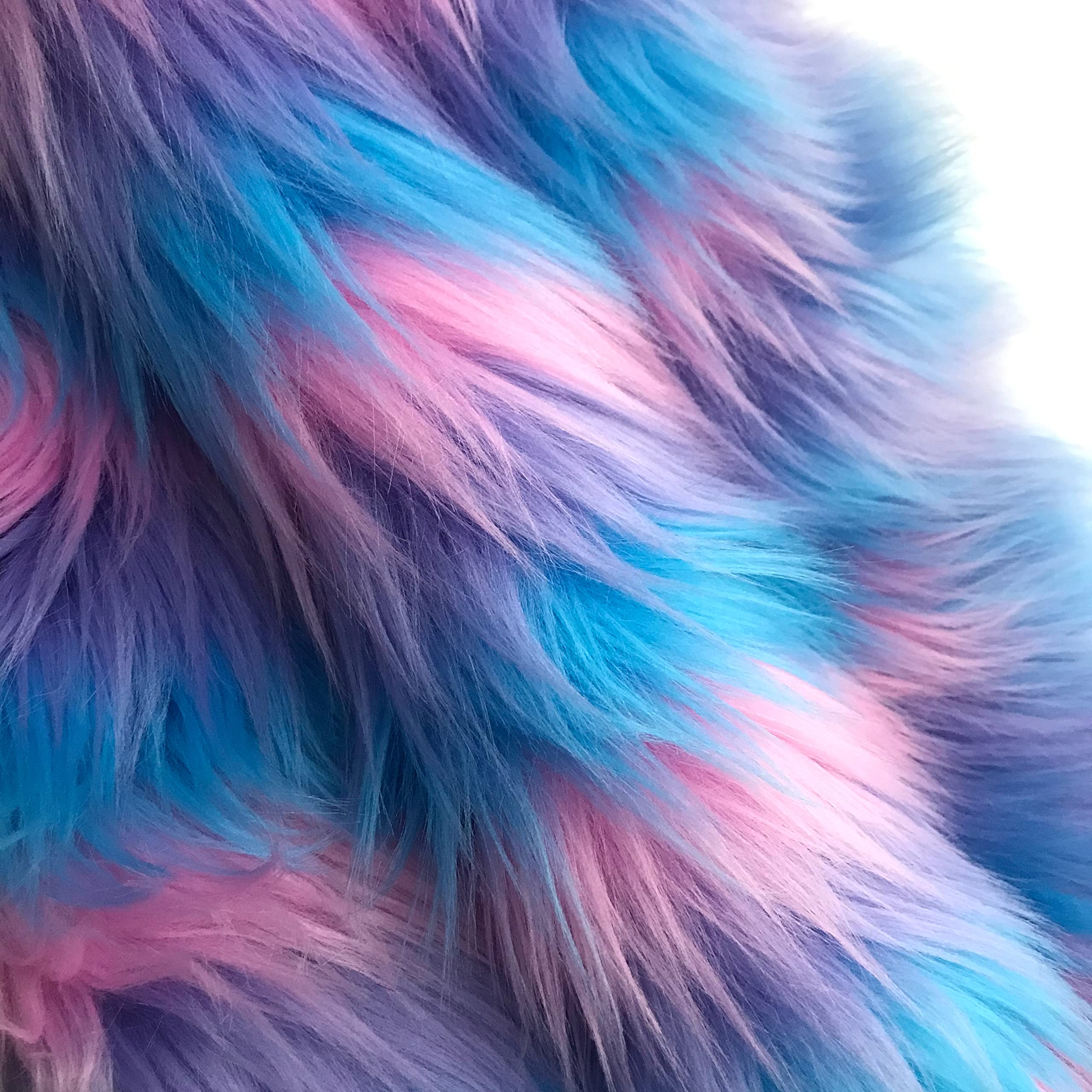Bianna Tricolor Pink Purple Blue Faux Fur Fabric, American Seller, Luxury Shag Shaggy Material for Crafting, Sewing, Costumes, Fursuits, Home Decor (12x12 inches)