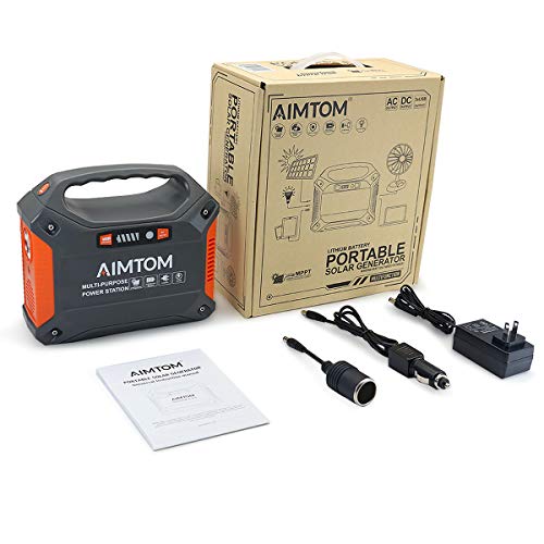 AIMTOM 42000mAh 155Wh Power Station, Emergency Backup Power Supply with Flashlights (Solar Panel Optional), for Camping, Home, CPAP, Travel, Outdoor (110V/ 100W AC Outlet, 3X 12V DC, 3X USB Output)