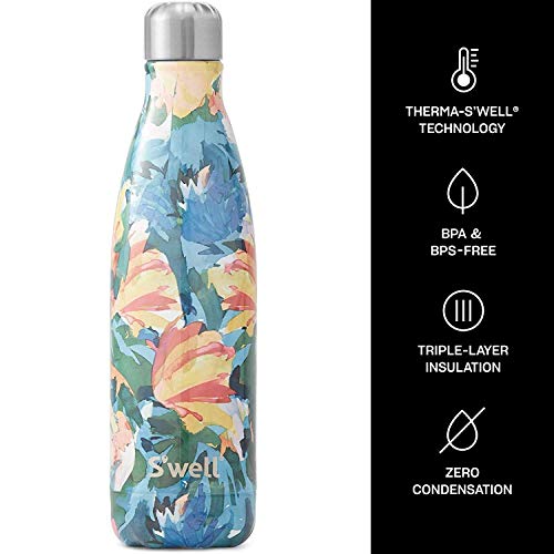 S'well Stainless Steel Bottle-17 Fl Oz-Eden-Triple- Layered Vacuum-Insulated Containers Keeps Drinks Cold for 41 Hours and Hot for 18-with No Condensation-BPA Free Water Bottle, 17oz