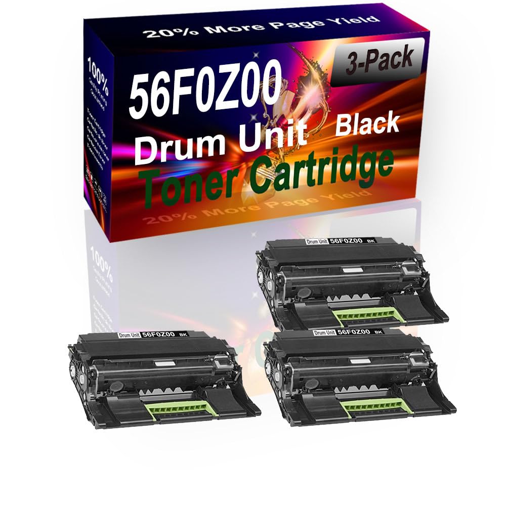 3-Pack Compatible MS321 MS421 MS521 MS621 MS622 MX321 MX421 MX521 MX522 MX622 Printer Series (Black) Imaging Drum Replacement, for 56F0Z00 Drum Kit