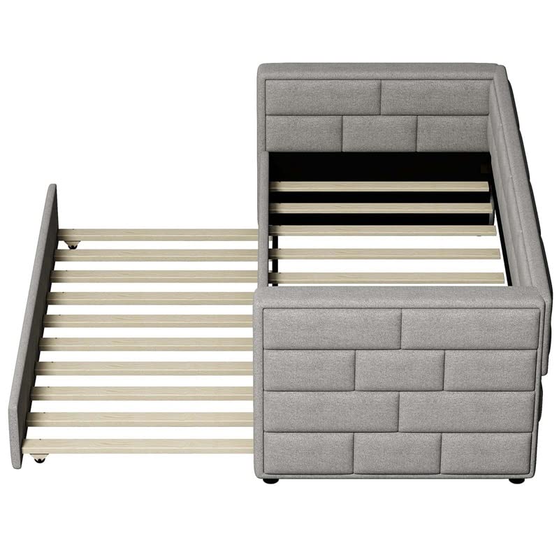 n/a Twin Size Bed Frame for Living Room Daybed with Trundle Upholstered Daybed Home Furniture Moder