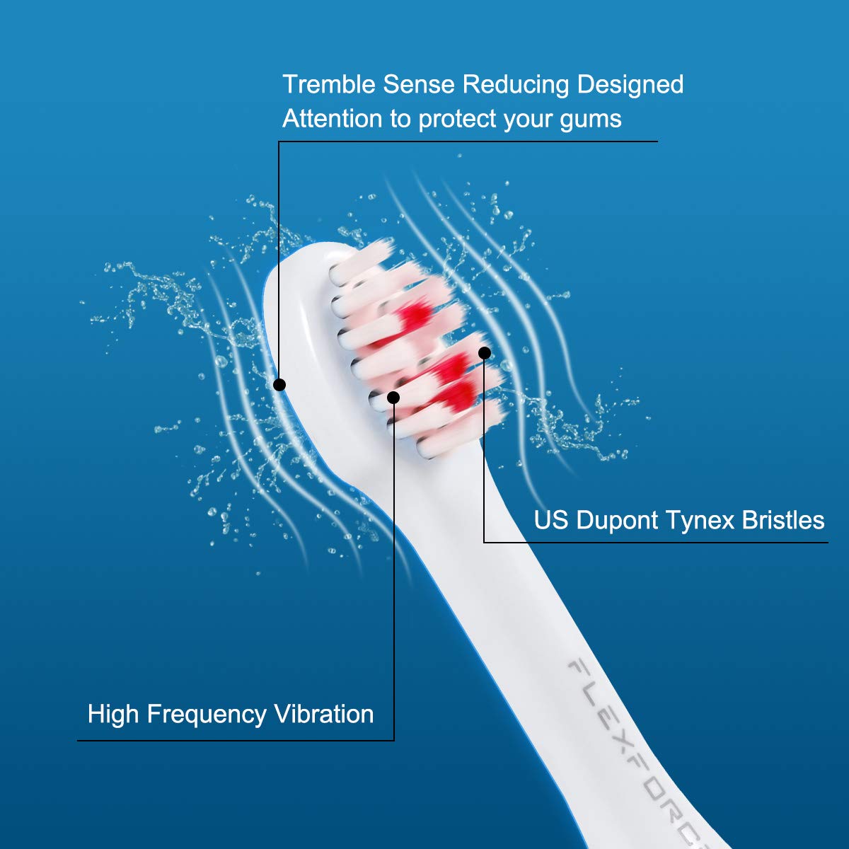 Replacement Toothbrush Heads Compatible with Flexforce Electric, Soft Dupont Bristles Head (Red)