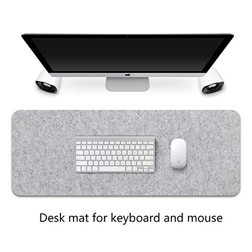 FireBee Extended Gaming Mouse Pad Non-Slip Desk Pad Protector Office Writing Mat Felt Base 0.12 Inch Thick (Light Gray)