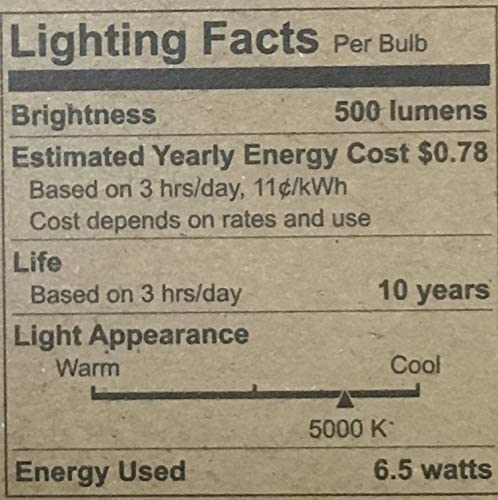 3-Pack Ecosmart 60 Watt Equivelent LED Dimmable Candelabra Daylight Uses 6 Watts Daylight 5000 K 500 Lumens