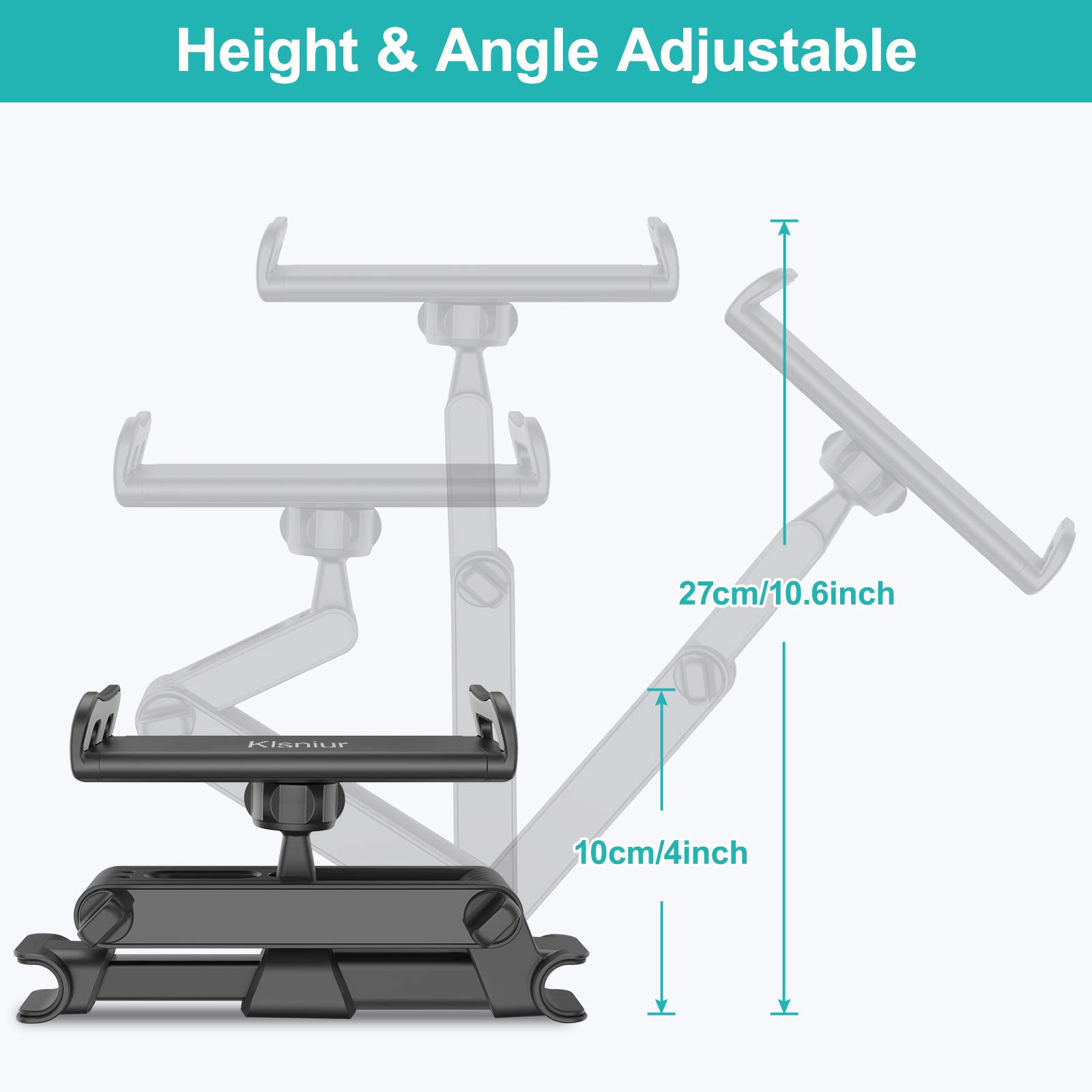 Klsniur Tablet Headrest Holder, Car Backseat Seat Mount Holder Universal 360° Rotating Adjustable for 6"-10.5" Tablet iPad iPad Air iPad Mini,Samsung Galaxy