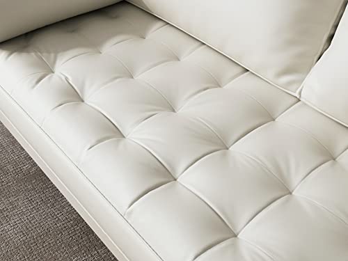SILKIR 3-Person Sofa Couch for Living Room | Perfect for: Apartment/Studio/Office & Small Space | Poly Fabric | Fast and Easy Assembly Modern Contemporary Mid-Century, Faux Leather, White
