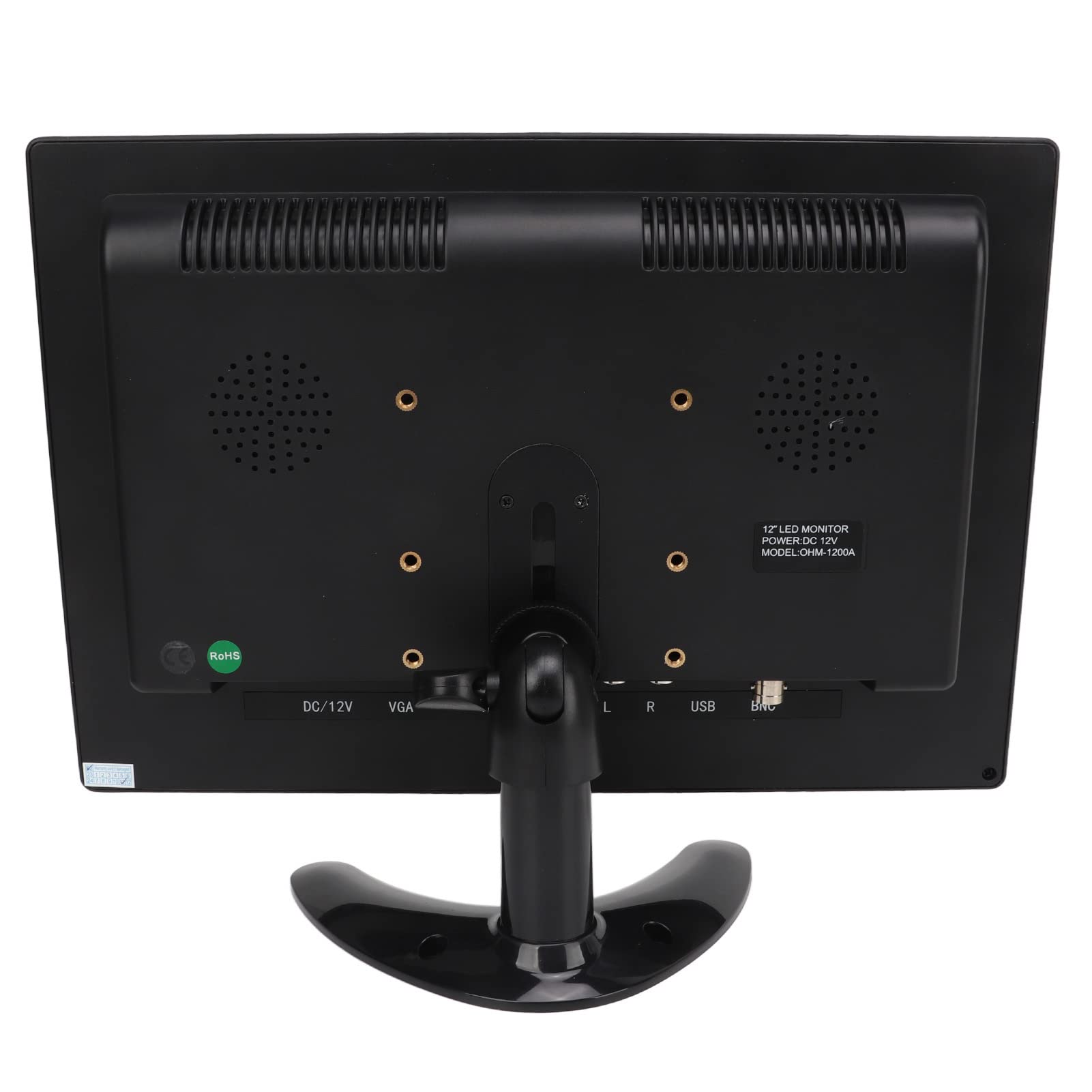 Acouto 12 Inch TFT LCD Monitor 16:10 1280x800 720P 1080P VGA HD Multimedia AV BNC USB DC Input Portable HD Color Display with Speaker Remote Control 100β240V