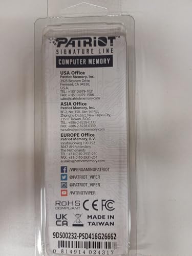 Patriot Memory Signature 16GB 2666MHz PC4-21300 CL19 DDR4 Memory Module