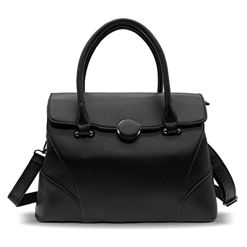 Adirva Handbags for Women, PU Leather Top-Handle Bag, Designer Purse Satchel Shoulder Bags (Black)
