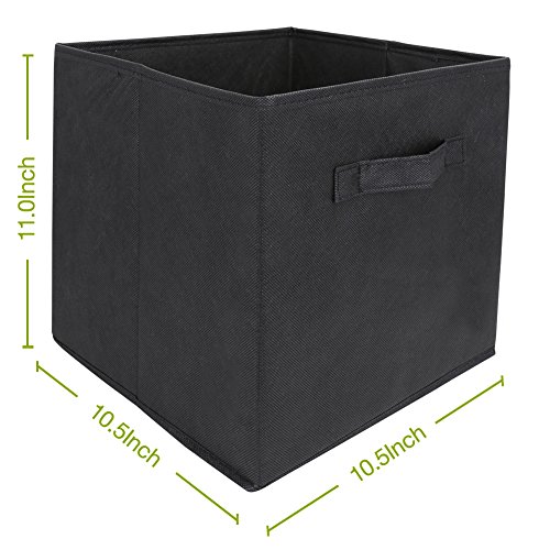 EZOWare Set of 12 Foldable Basket Bin Collapsible Storage Cube For Nursery, Kids Toys Organizer, Shelf Cabinet - (White + Black)