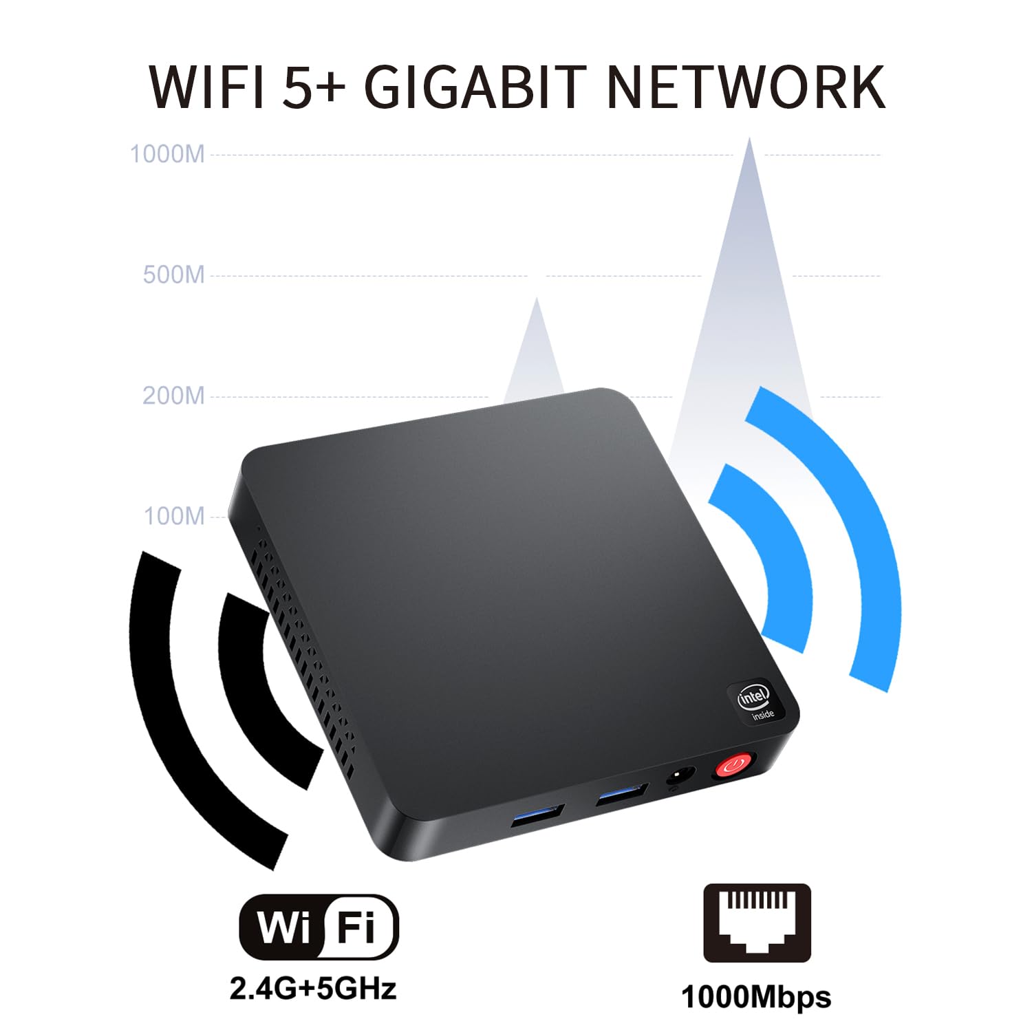 T5 Mini PC, Intel Processor Celeron N4020 (4M Cache,up to 2.8GHz), Mini Computers with 4G LPDDR4/64GB eMMC, Small PC Supports 4K Dual HDMI, USB3.0/WiFi 5/BT5.0/Gigabit Ethernet