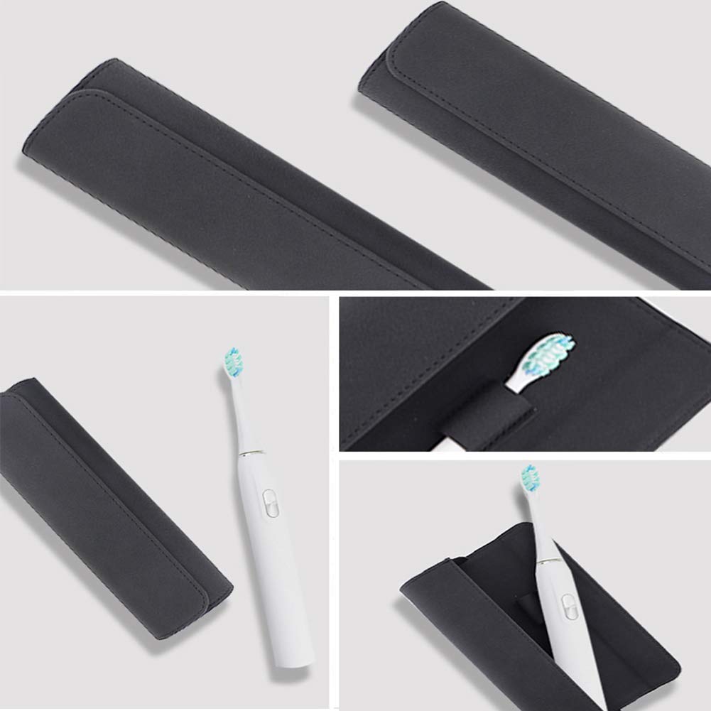 Mollensiuer 1 Piece Black PU Leather Electric Toothbrush Hard Travel Case