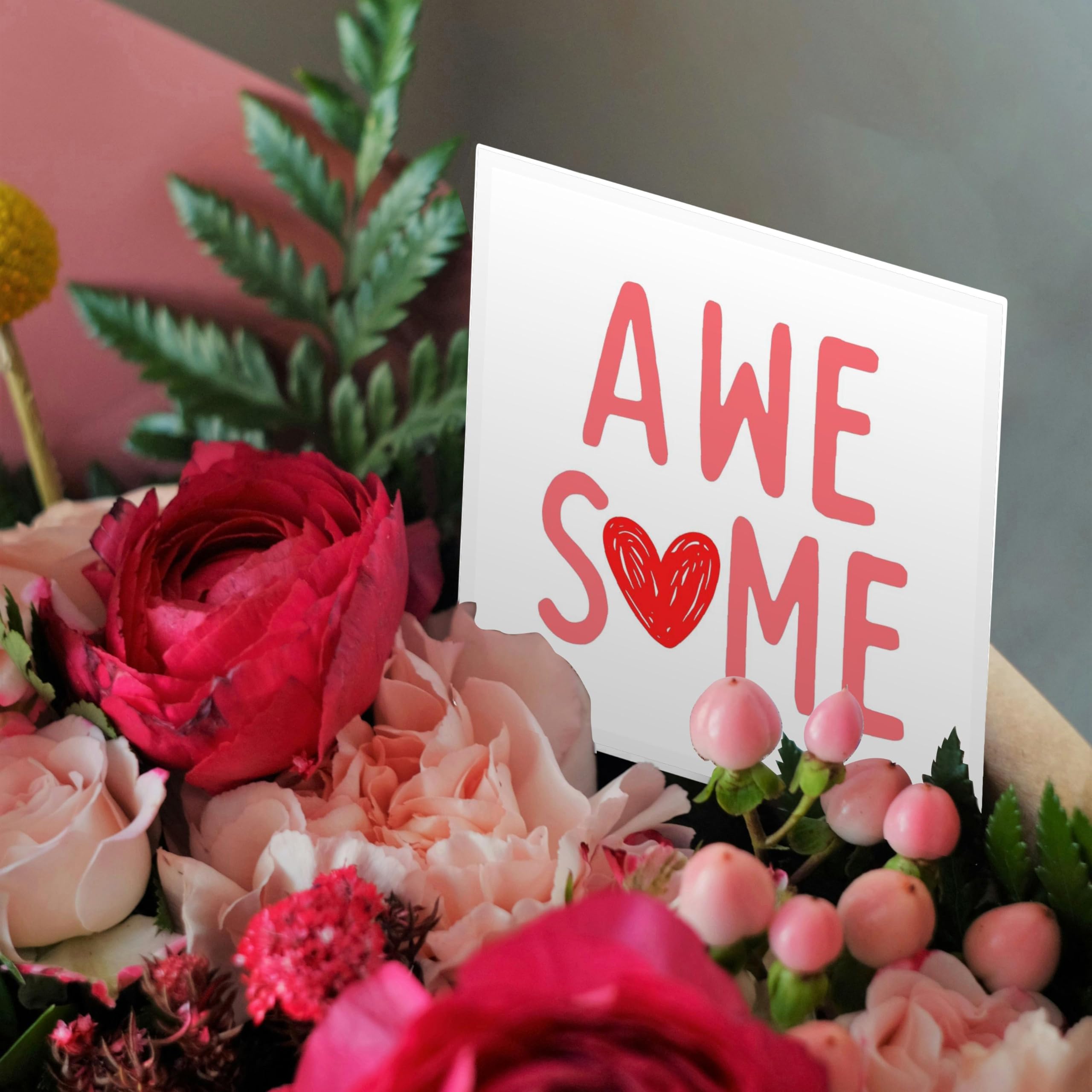 3dRose Pink Red Awesome Heart Motivational Quote Gift For Friends... - Greeting Cards (gc-377411-5)