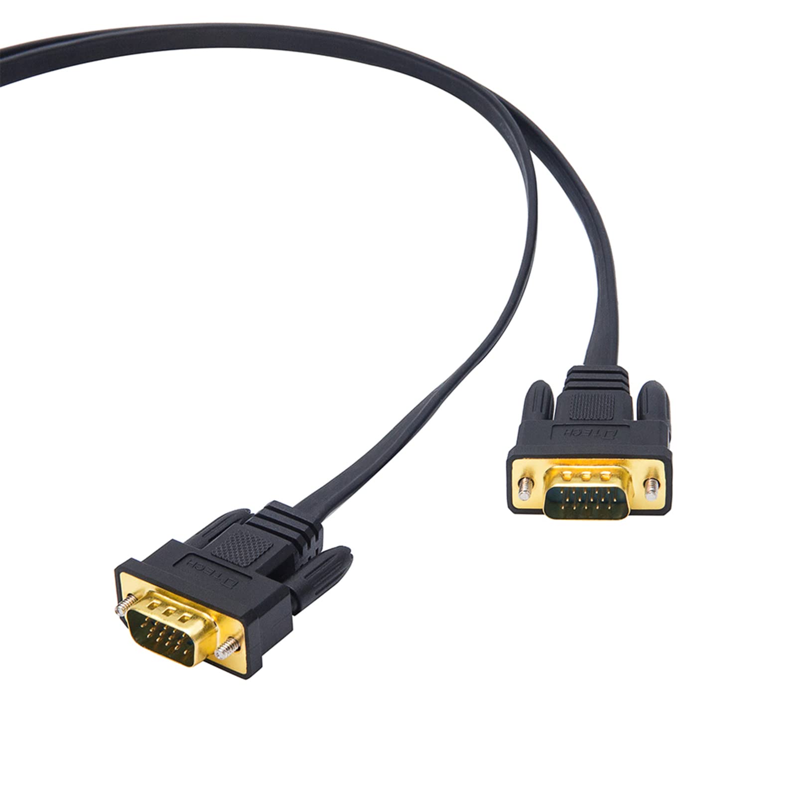 DTech 25ft Ultra Thin Flat Type Computer Monitor VGA Cable Standard 15 Pin Male to Male Connector SVGA Wire 25 Feet - Black
