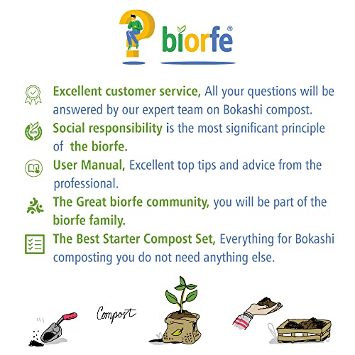 Biorfe 2 Bucket Bokashi Compost Starter Kit, All Season Indoor Beginners Composter, Countertop Kitchen Bokashi Bin, Composting Container with 6.6 lb Compost Bran, Food Recycler for Living Indoor