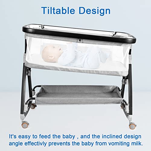 Fagoca Baby Bassinet Bedside Sleeper, Bedside Crib Easy Folding Portable Crib Bassinets for Baby/Infants