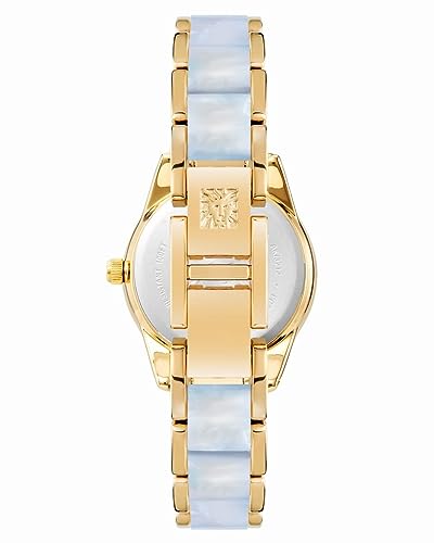 Anne Klein Women's Japanese Quartz Dress Watch with Plastic Strap, Blue, 12 (Model: AK/3212LBGB)