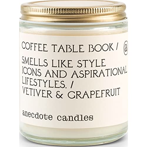 Anecdote Candles â Coffee Table Book Glass Jar Candle â Vetiver and Grapefruit â Coconut Soy Wax â Funny Non Toxic Scented Decorative Candles for Women Men and Home â 7.8 Ounces
