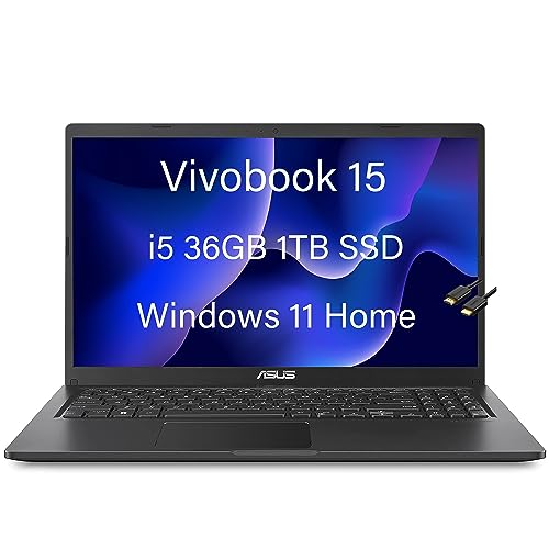 ASUS VivoBook S15 15.6" FHD IPS (Intel Core i5-1135G7, 36GB RAM, 1TB PCIe SSD, Iris Xe Graphics) Business Laptop, Wi-Fi, IST Cable, Type-C, Webcam, Numeric Keypad, Win 11 Home, F1500EA-WB51 – 2023