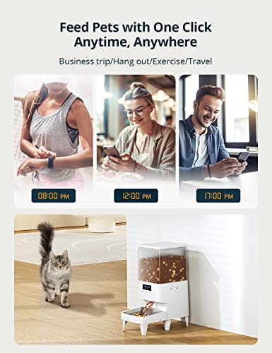Automatic Cat Feeders, WiFi 5L Automatic Pet Feeder with Anti-Stuck Design, Programmable Cat Food Dispenser for 1-2 Cats and Dogs, 60 Portion 10 Meal Per Day
