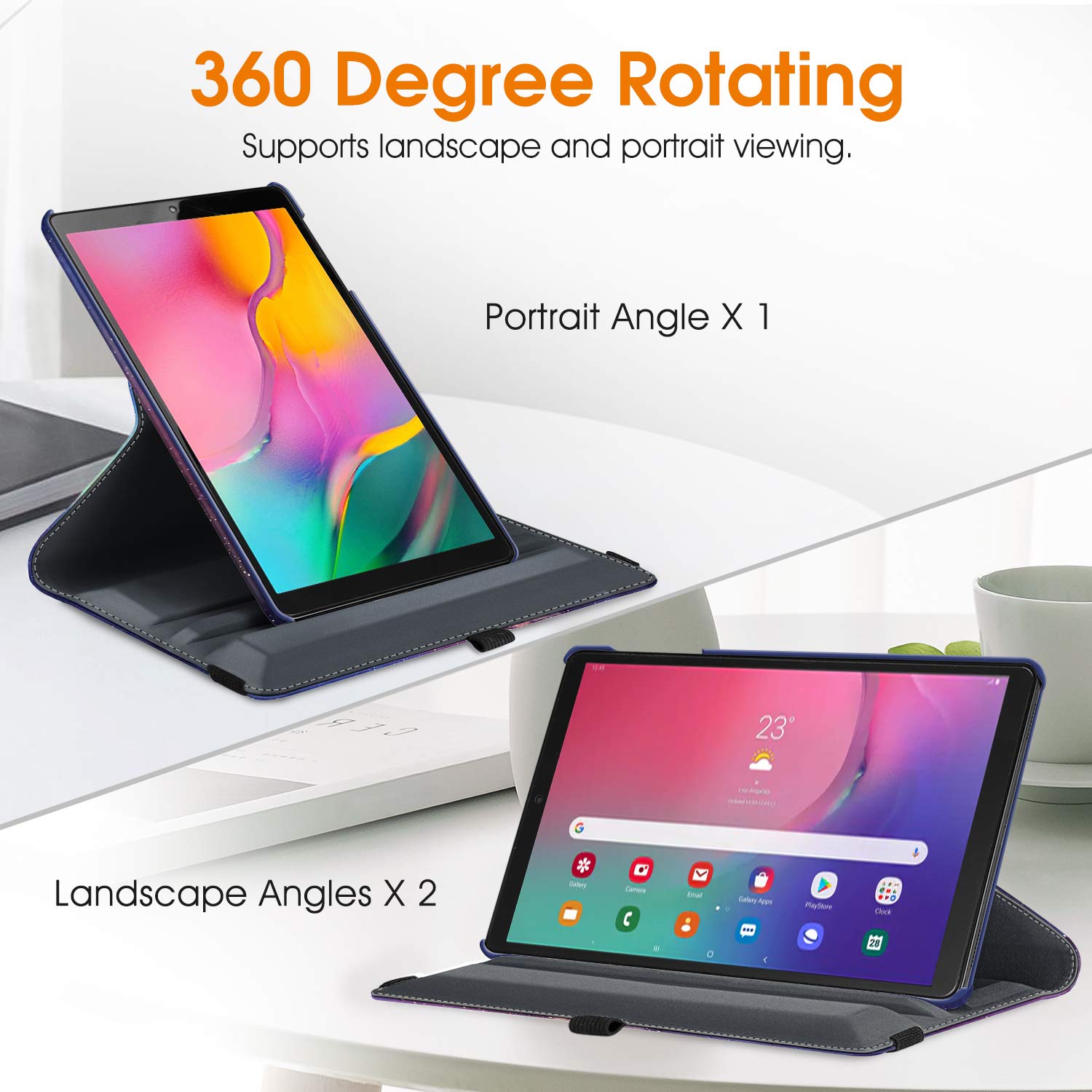 Fintie Rotating Case for Samsung Galaxy Tab A 10.1 2019 Model SM-T510/T515/T517, Premium PU Leather 360 Degree Swivel Stand Cover, Galaxy