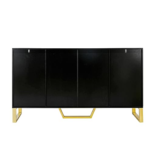 ATGHYURT Console Table, Sideboard Buffet Cabinet with 4 Doors, Metal Handles & Legs and Adjustable Shelves, Narrow Long Sofa Table for Living Room/Hallway/Couch