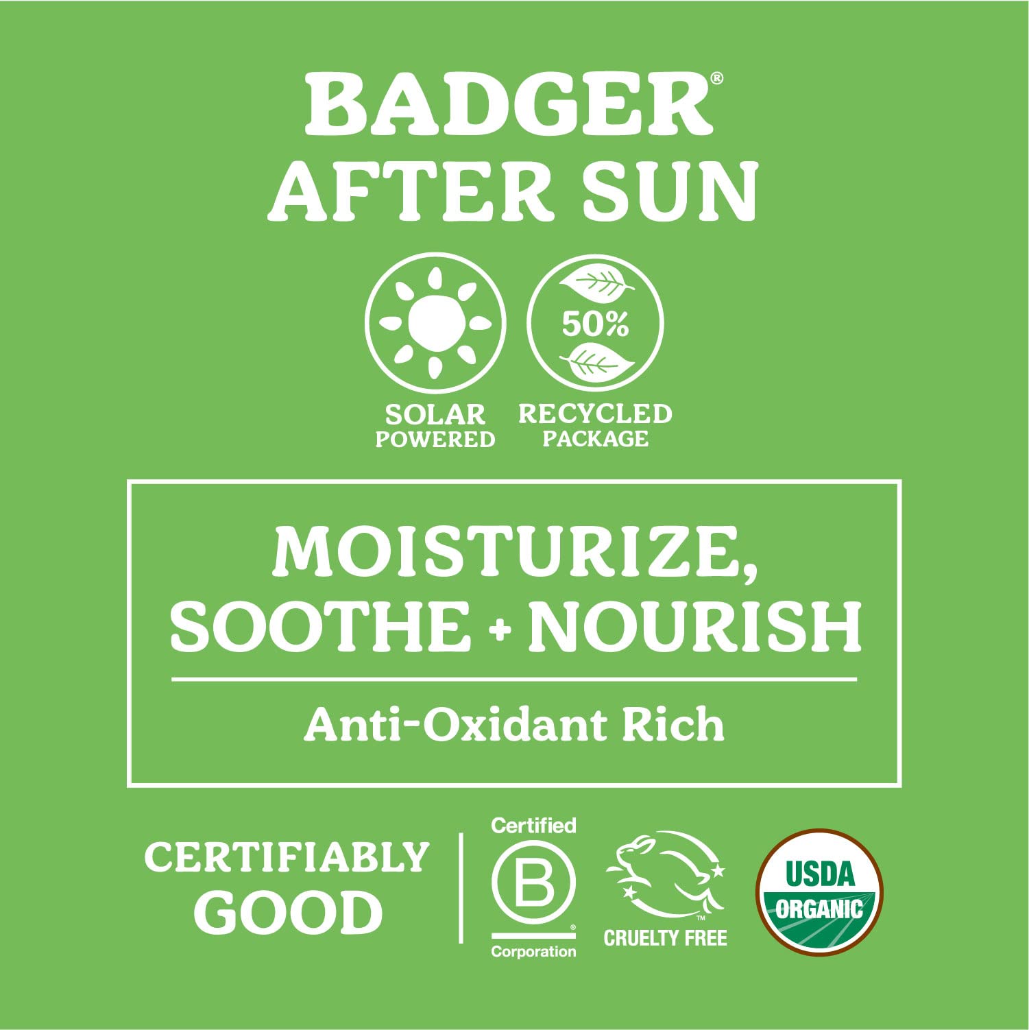 Badger - After Sun Balm, Blue Tansy & Lavender, Rescue Balm, Soothing & Cooling Balm for Tight Dry Skin After Sun Exposure, Certified Organic, 2 oz
