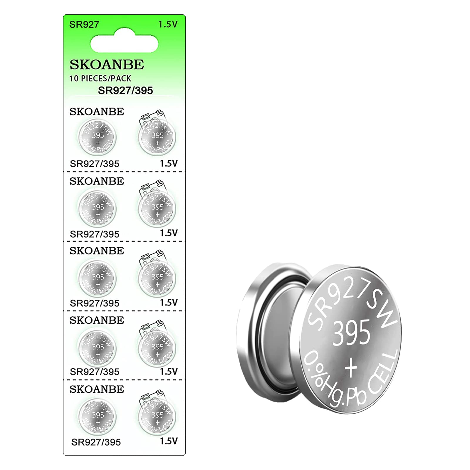 SKOANBE 10PCS LR926 SR927SW 1.5V AG7 399 395 395A LR57 Button Coin Cell Watch Battery