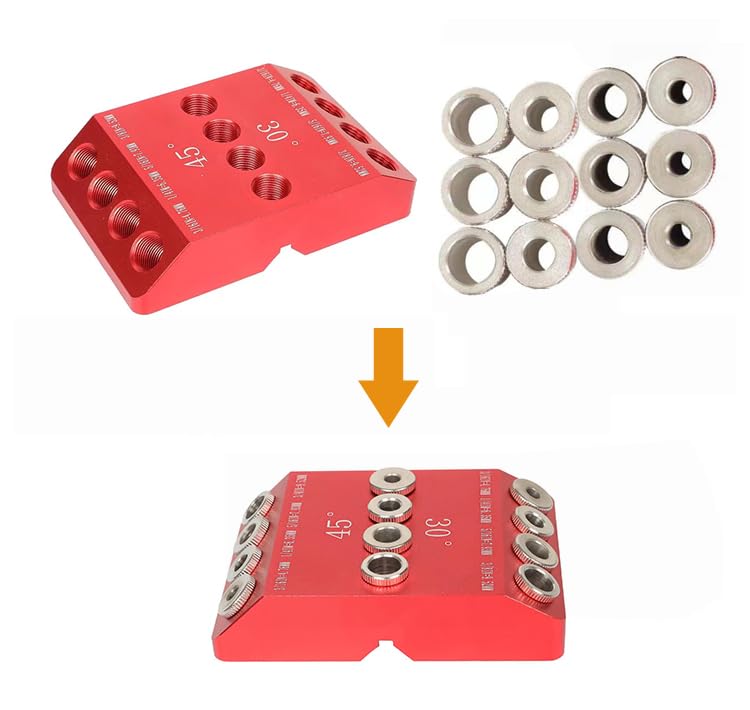 YuanTenhwy 4 Sizes 30 45 90 Degree Angle Drill Guide Jig for Angled Hole and Straight Hole,Drill Block，Dowel Drill Guide，Stair Wire Handrail, Deck Cable Railing Lag Screw Drilling Template Block