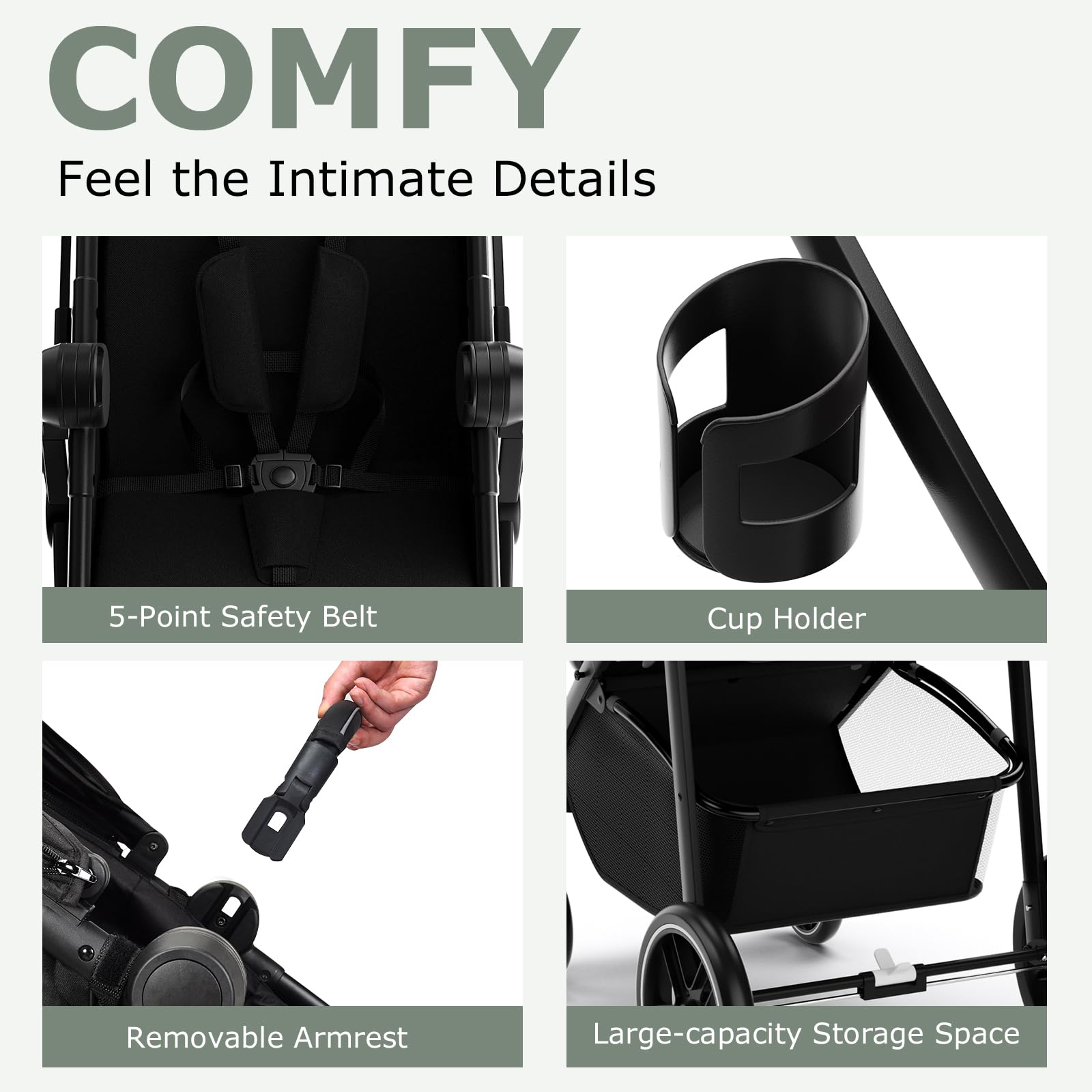 INFANS 2 in 1 Baby Stroller, High Landscape Infant Stroller & Reversible Bassinet Pram, Foldable Pushchair with Adjustable Canopy, Storage Basket, Cup Holder, Suspension Wheels (Black)