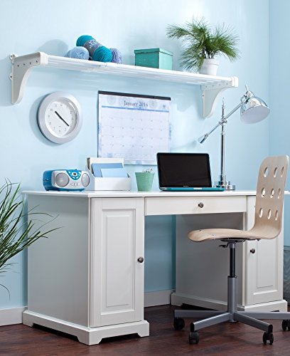 EZ Shelf-Expandable-Closet Shelf (NO Hanging Rod)- 30β to 50β -White-Easy Install to Backwall(Floating)-Wire Closet Shelving Alternative-(EZS-SW48-1-2)
