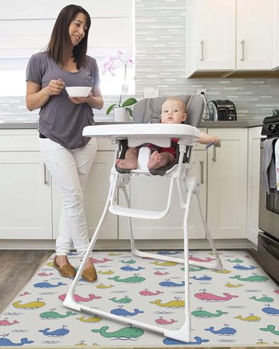 Splat Mat for Under High Chair 43.3″, Waterproof Easy Cleaning Anti Slip Spill Mat for Art/Crafts/Playtime on Floor or Table, Eating Mess Mat for Floor Protector