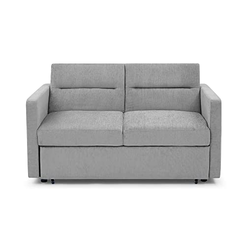 Anchorh Loveseats Sofa Bed with Pull-Out Bed,Adjsutable Back and Two Arm Pocket,Folding Futon Sofa Bed with Wood Legs Sleeper Sofa Recliner for Living Room (Grey)