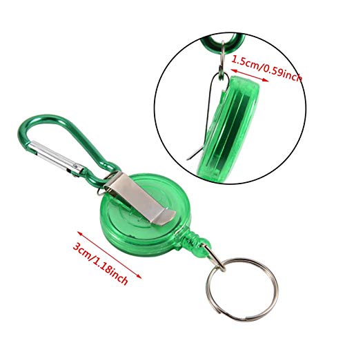 3PCS Fishing Tool Nylon Rope Plug Retractable Ring Reel Holder Key Chain Hand Rope Hanging Buckle(green)